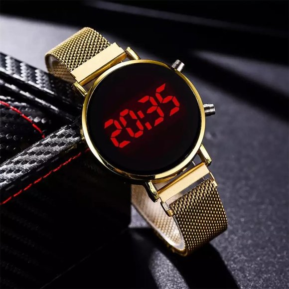 Accessories | Womens Digital Watch Black Dial Push Button Red Digits ...